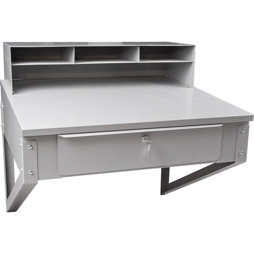 Kleton Wall-Mounted Shop Desk, 34-1/2" W x 28" D x 31" H, Grey ...