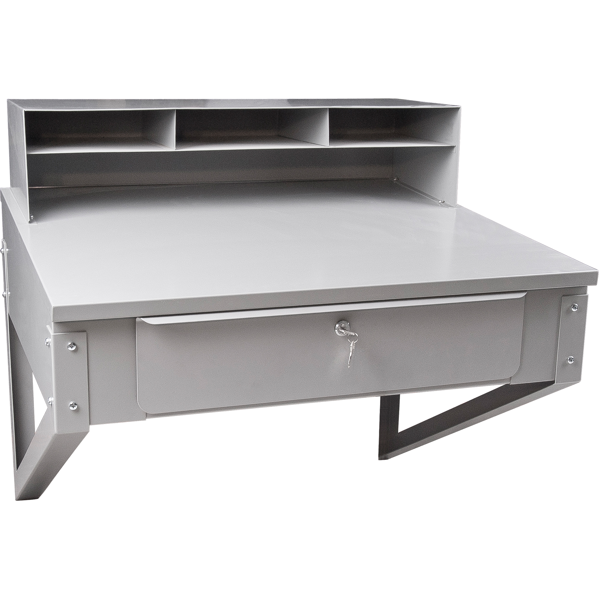 Kleton Wall-Mounted Shop Desk, 34-1/2" W x 28" D x 31" H, Grey ...