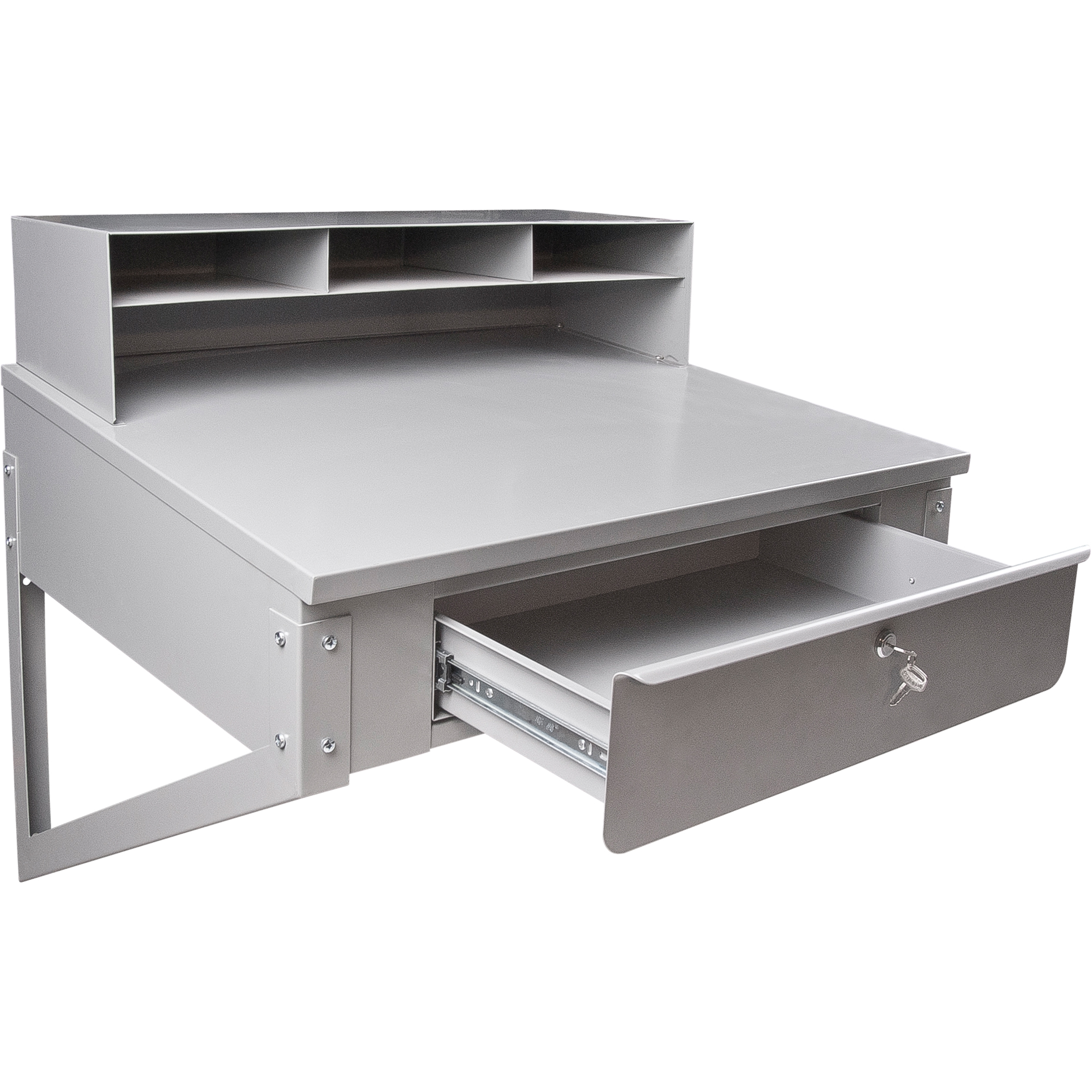 KLETON Wall-Mounted Shop Desk, 34-1/2" W x 28" D x 31" H, Grey FI518 ...