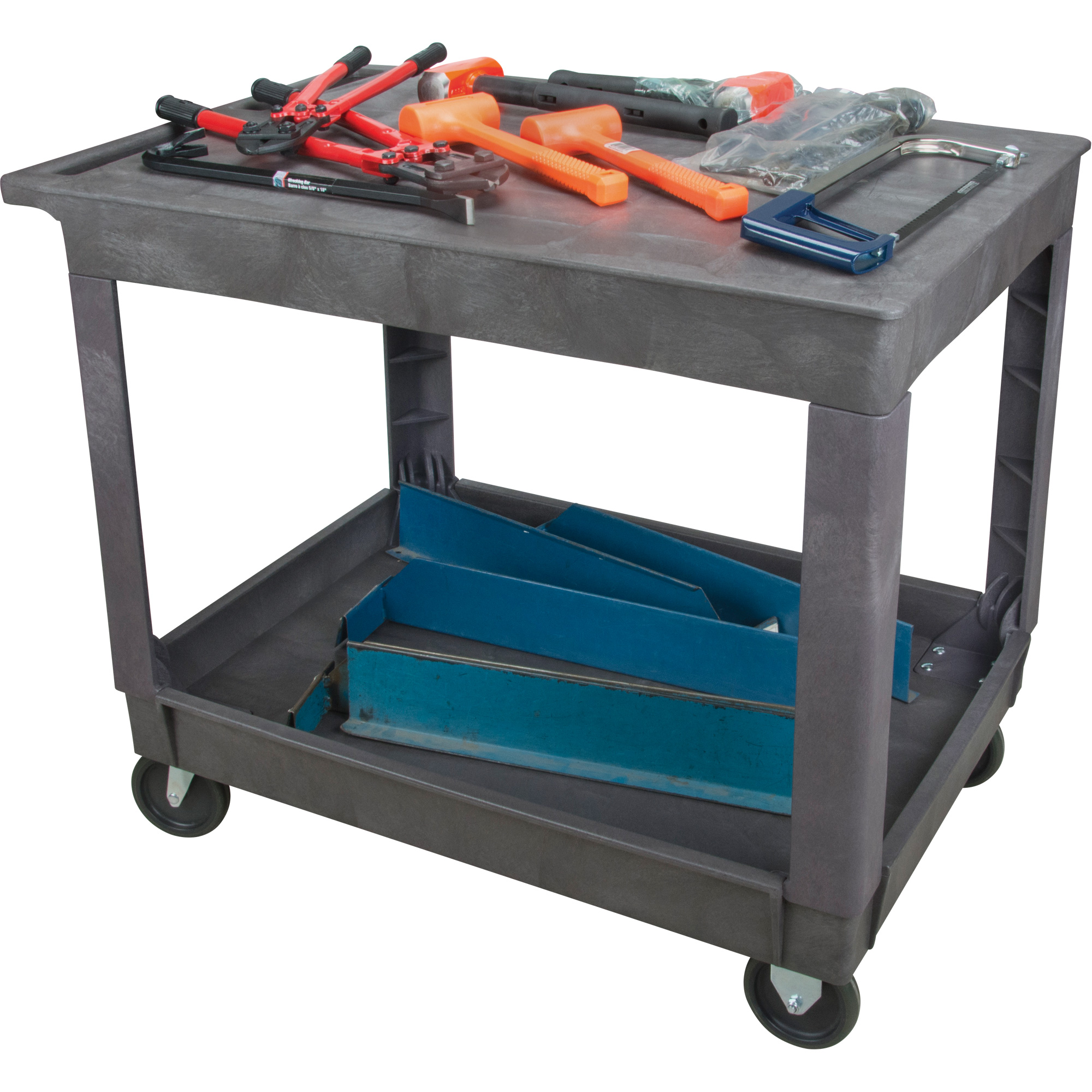 KLETON Flat Shelf Utility Service Cart, 2 Tiers, 25-1/2" x 32-1/2" x 40 ...