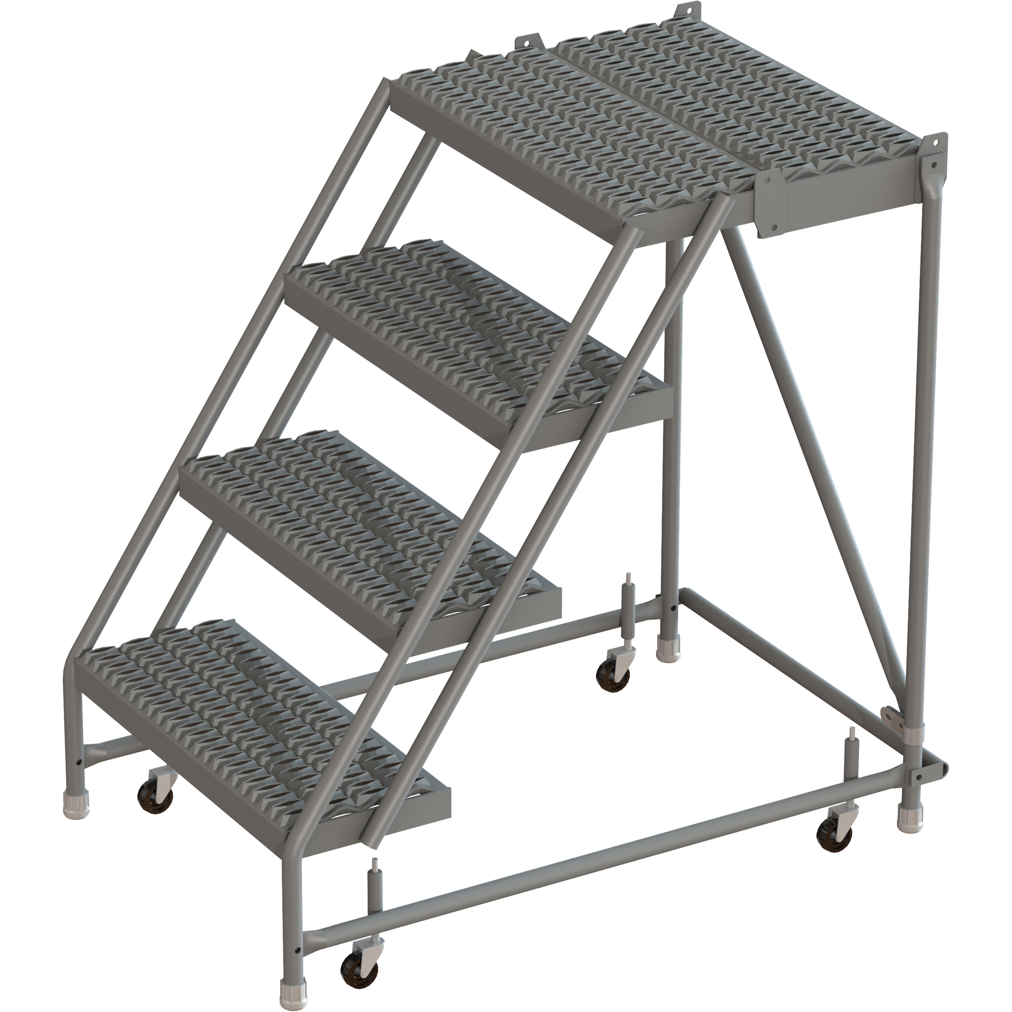 Tri-Arc Manufacturing Deep Top Step Rolling Ladder, 4 Steps, 24" Step ...